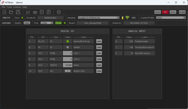 HITIBrain : Control your Arduino using Emotiv EEG headsets